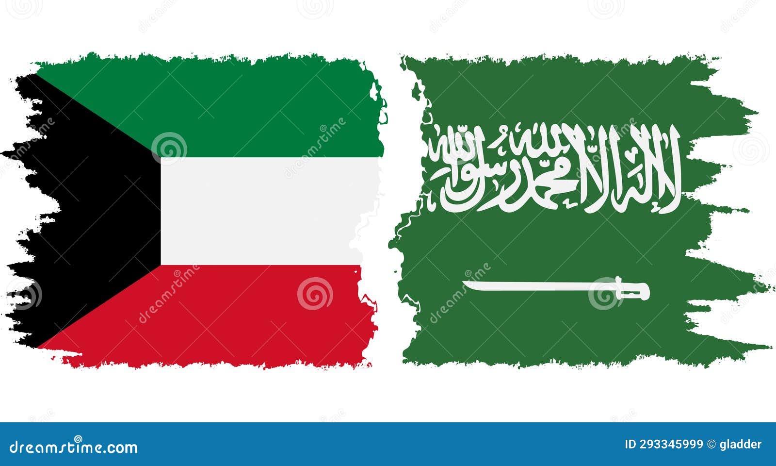 Saudi Arabia and Kuwait Grunge Flags Connection Vector Stock ...