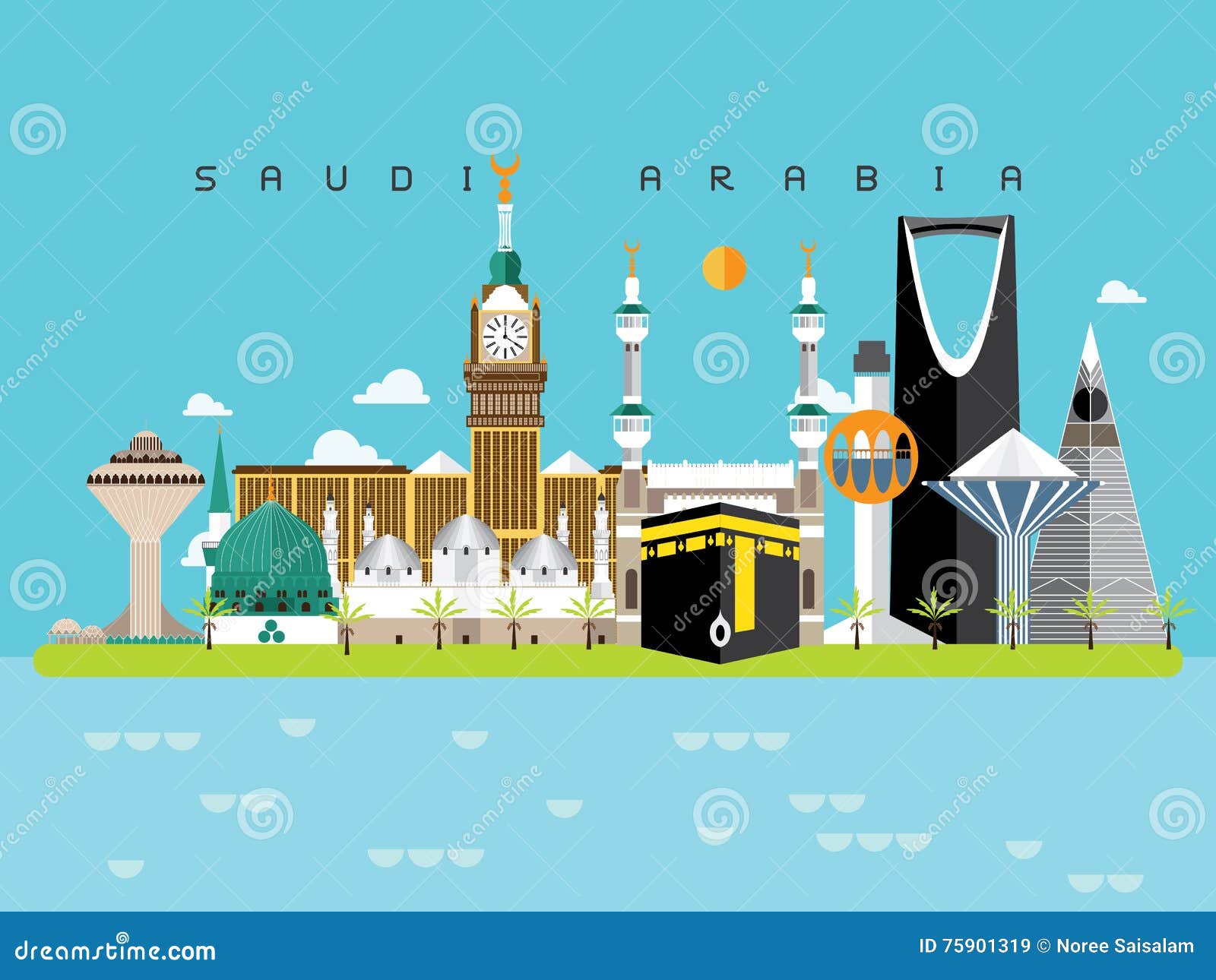 Saudi Arabia Landmarks Travel and Journey Vector Stock Vector ...