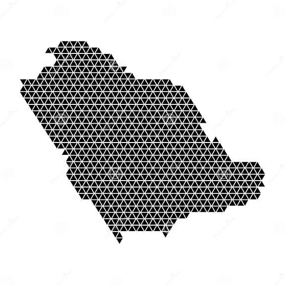 Saudi Arabia Map Abstract Schematic from Black Triangles Repeating ...