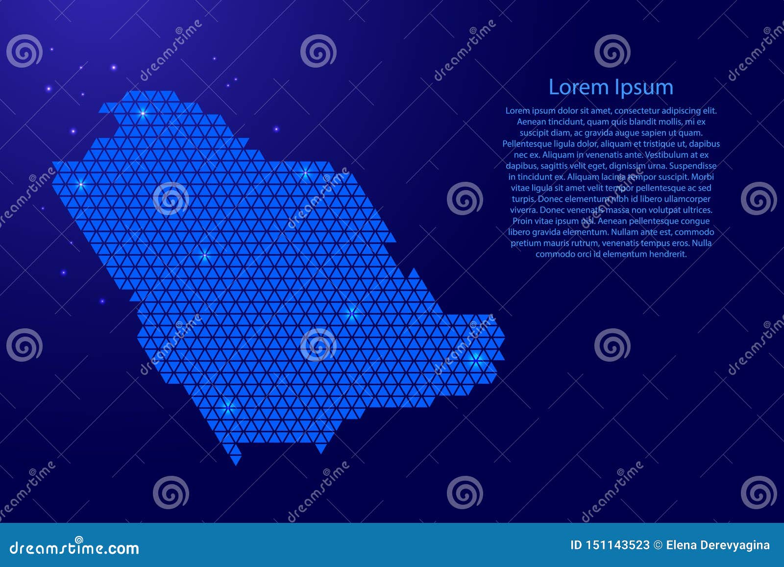 Saudi Arabia Map Abstract Schematic from Blue Triangles Repeating ...