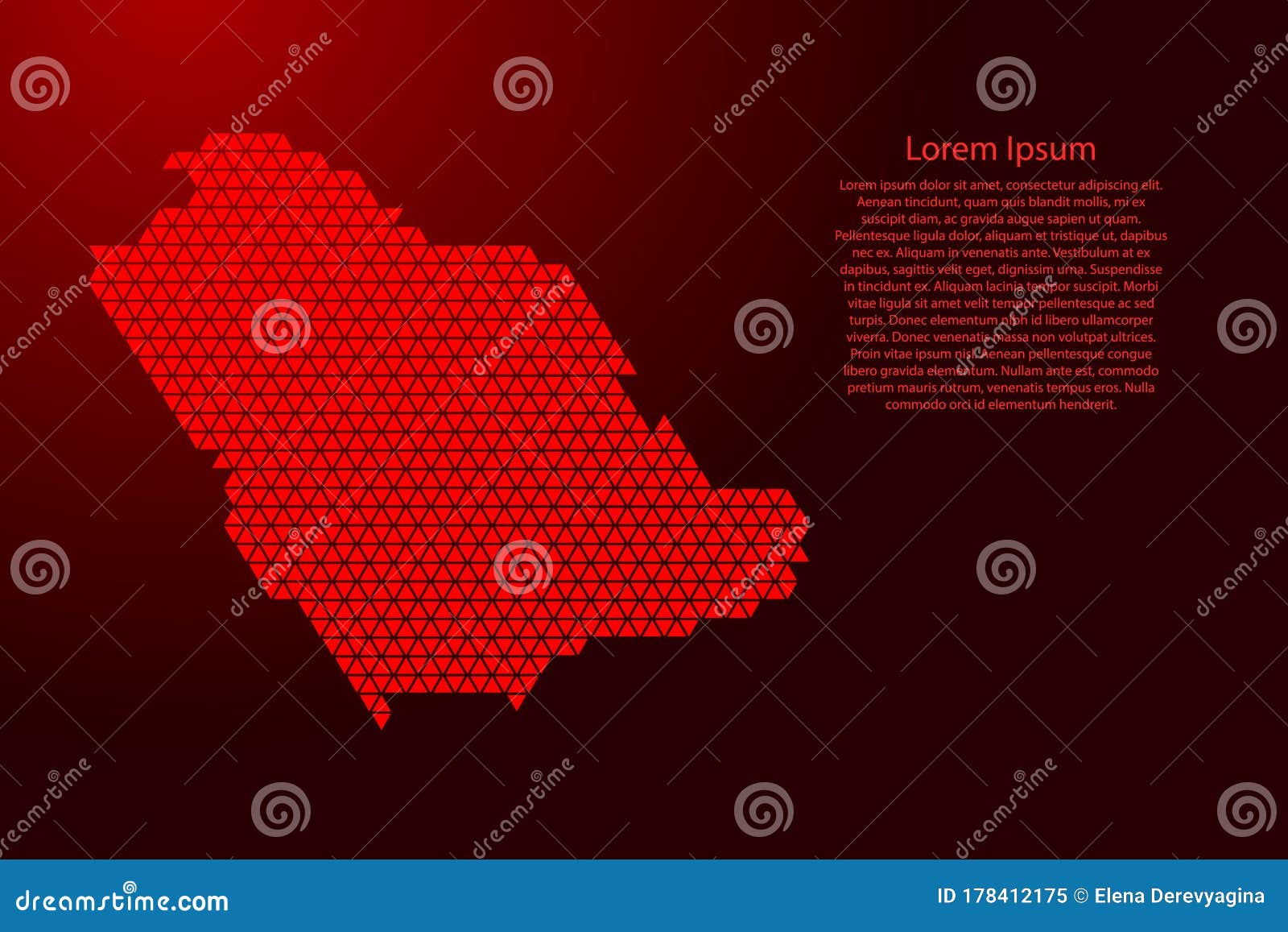 Saudi Arabia Map Abstract Schematic from Red Triangles Repeating ...