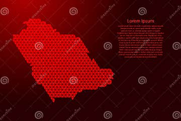 Saudi Arabia Map Abstract Schematic from Red Triangles Repeating ...