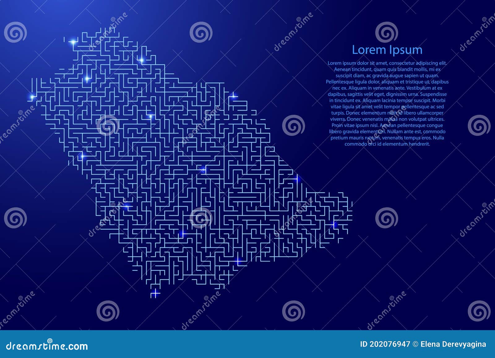Saudi Arabia Map from Blue Pattern of the Maze Grid and Glowing Space ...