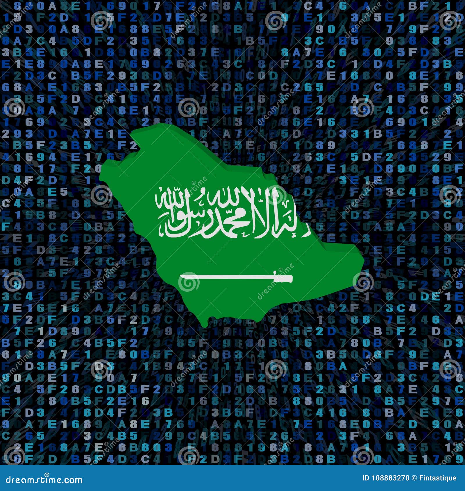 Saudi Arabia Map Flag on Hex Code Illustration Stock Illustration ...