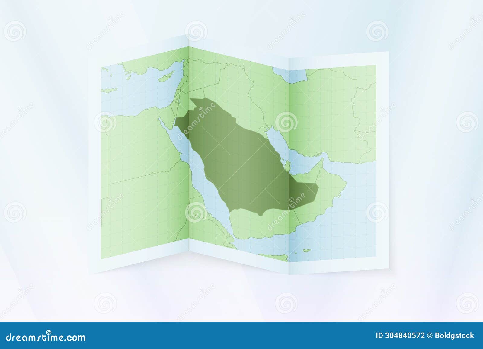 Saudi Arabia Map, Folded Paper with Saudi Arabia Map Stock Vector ...