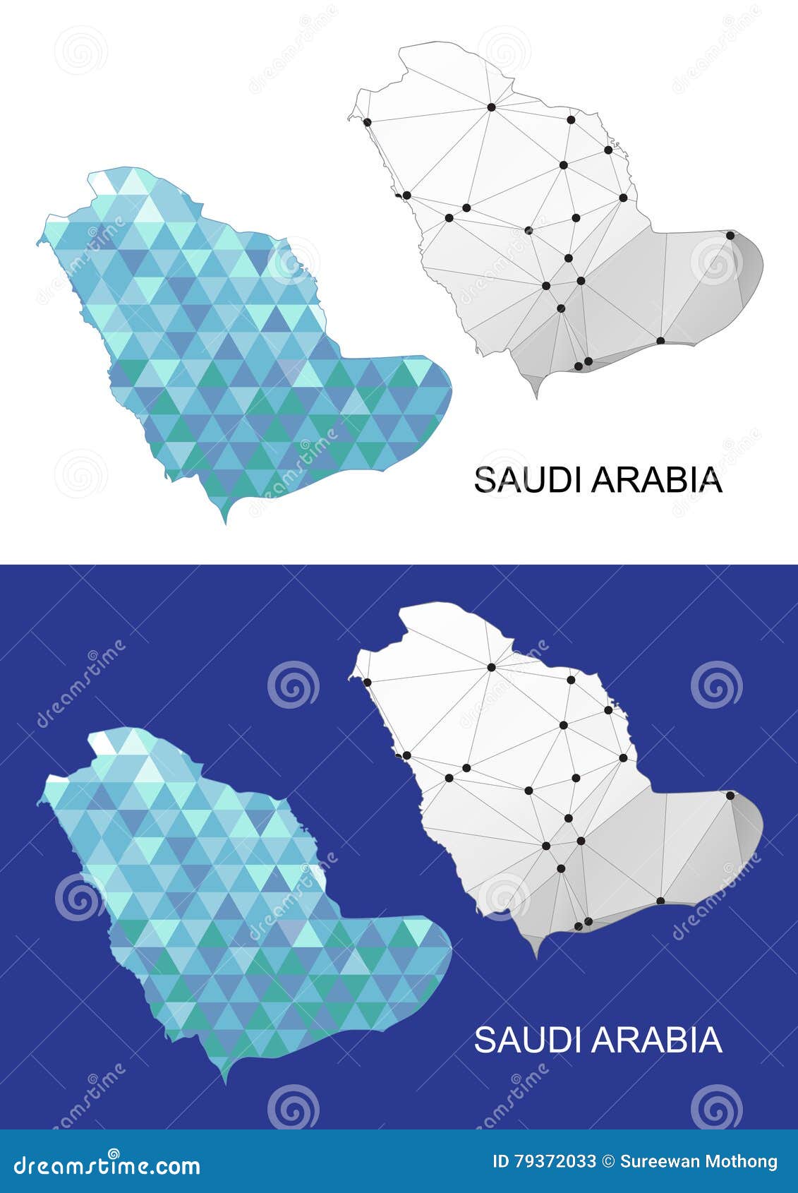 Saudi Arabia Map in Geometric Polygonal Style. Abstract Gems Triangle ...