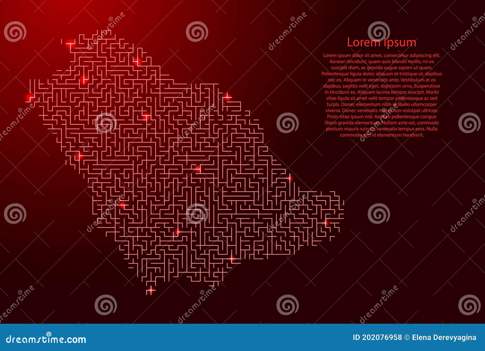 Saudi Arabia Map from Red Pattern of the Maze Grid and Glowing Space ...