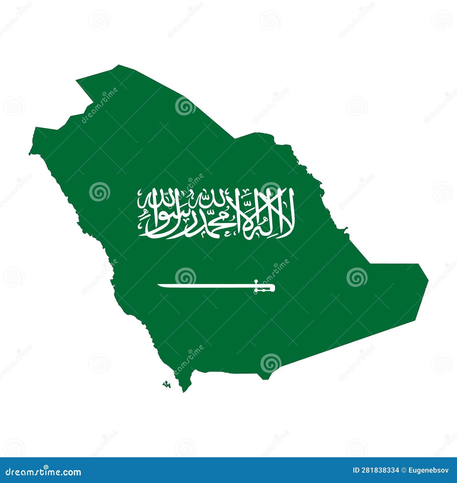 Saudi Arabia Map Silhouette with Flag Isolated on White Background ...