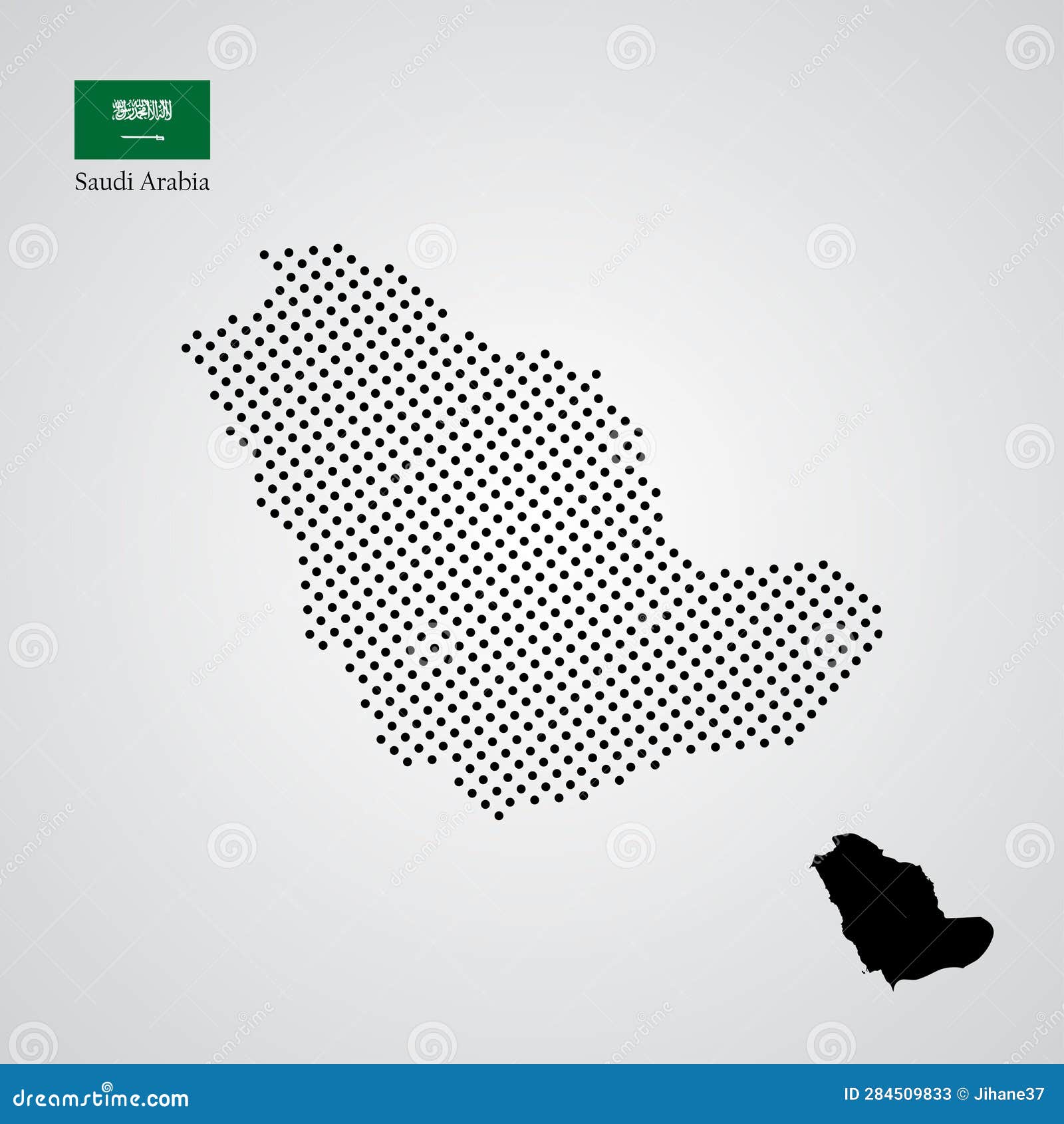 Saudi Arabia Map Silhouette Halftone Style Stock Illustration ...