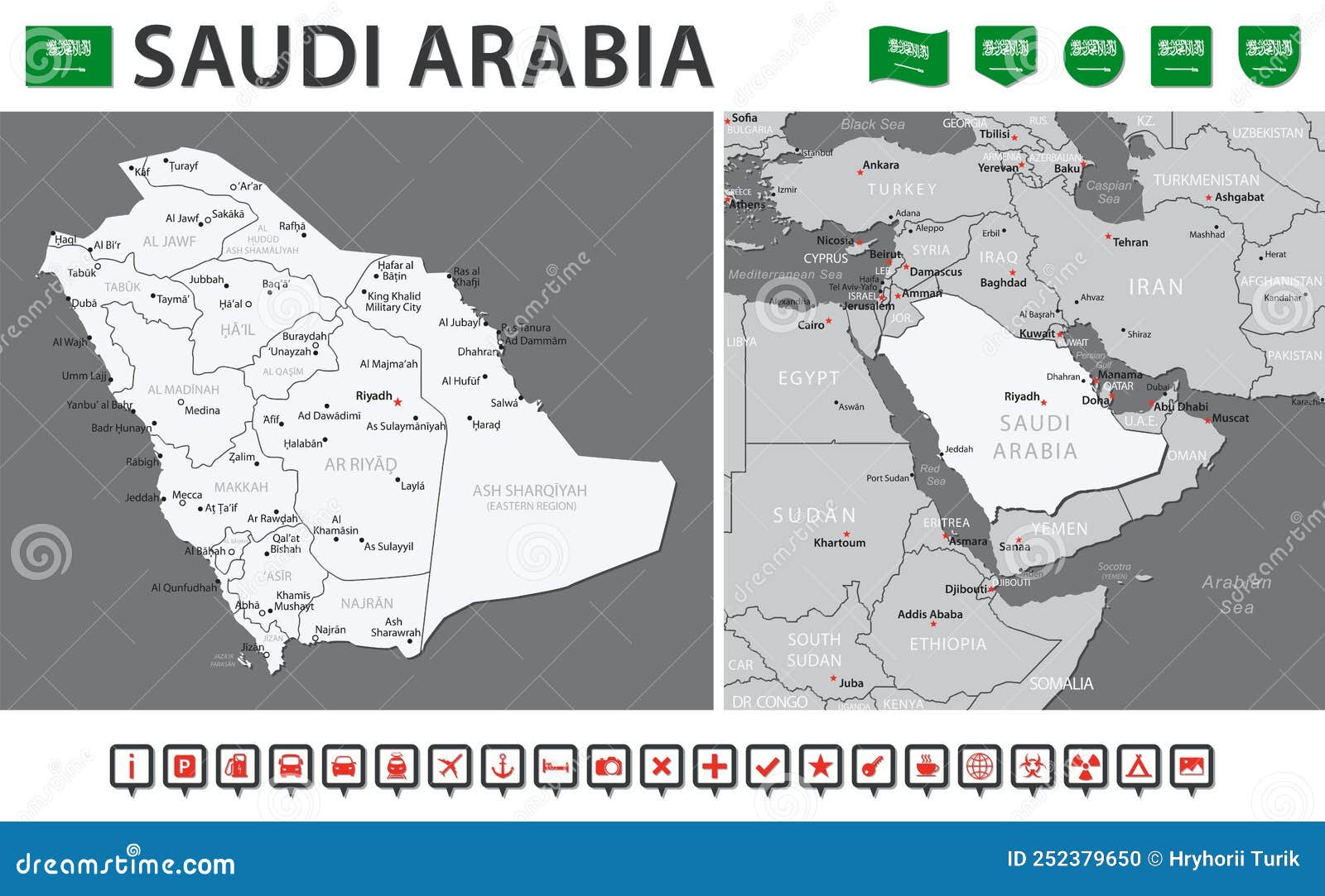 Saudi Arabia Map - Vector Infographic Set Stock Illustration ...