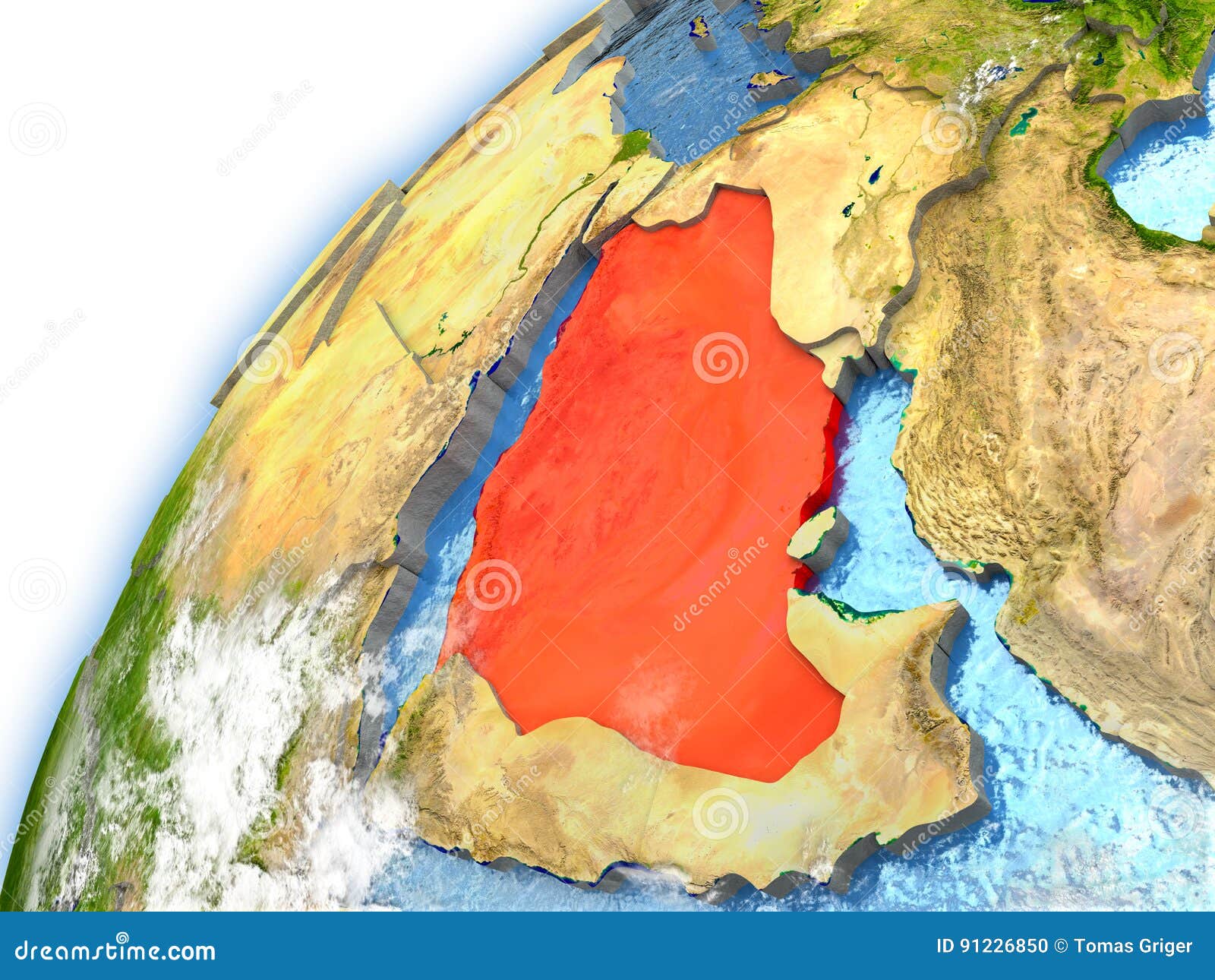 Saudi Arabia on Model of Planet Earth Stock Illustration - Illustration ...