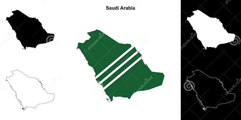Saudi Arabia outline map stock illustration. Illustration of boundaries ...