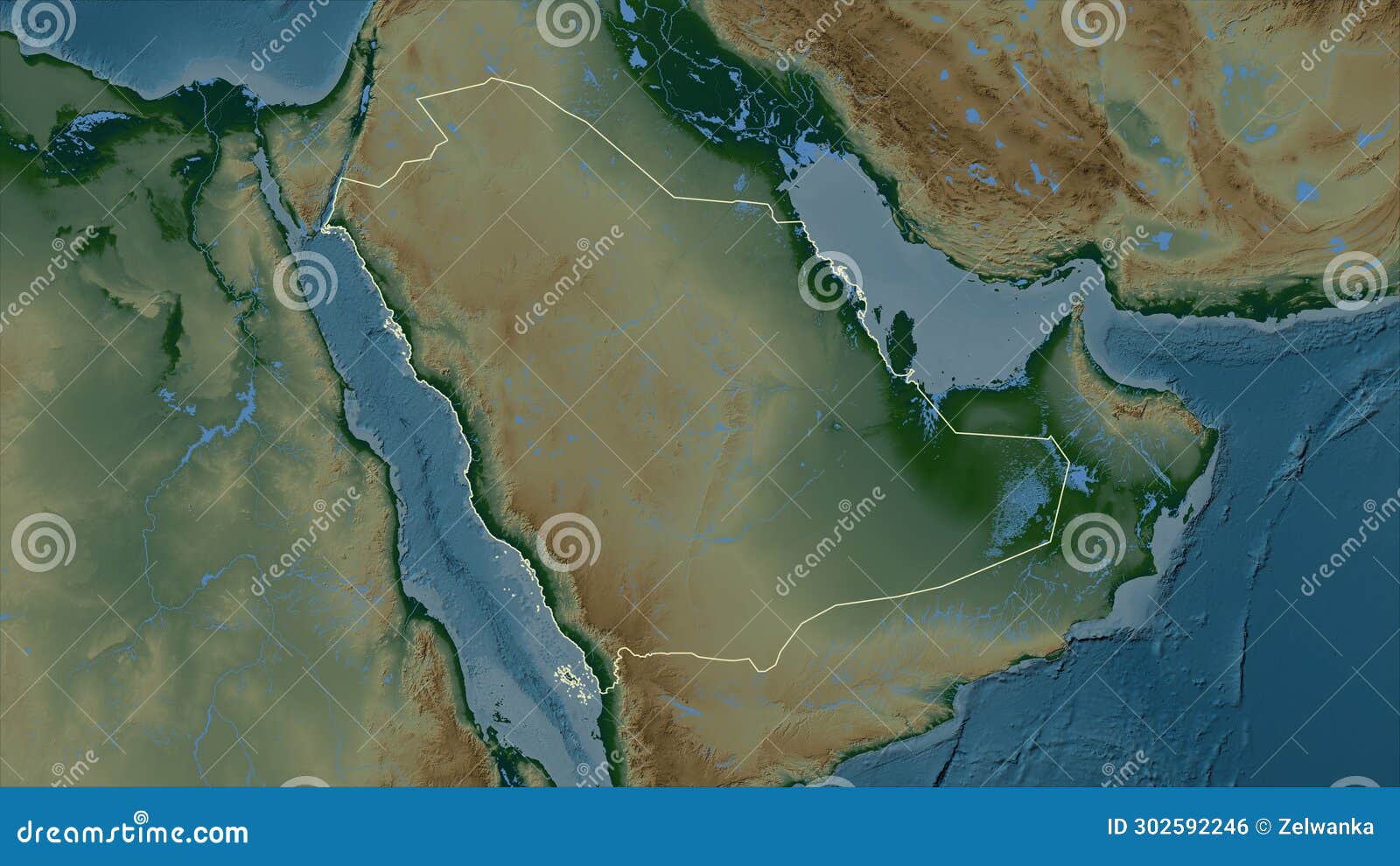 Saudi Arabia Outlined. Physical Stock Illustration - Illustration of ...