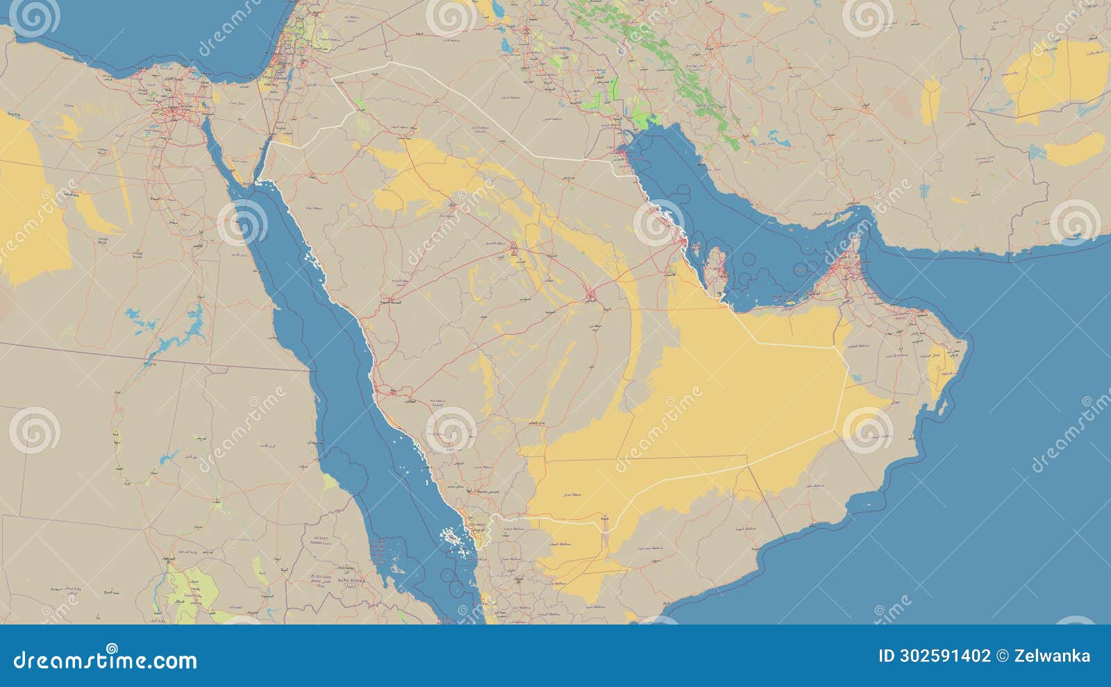 Saudi Arabia Outlined. Topo Standard Stock Illustration - Illustration ...