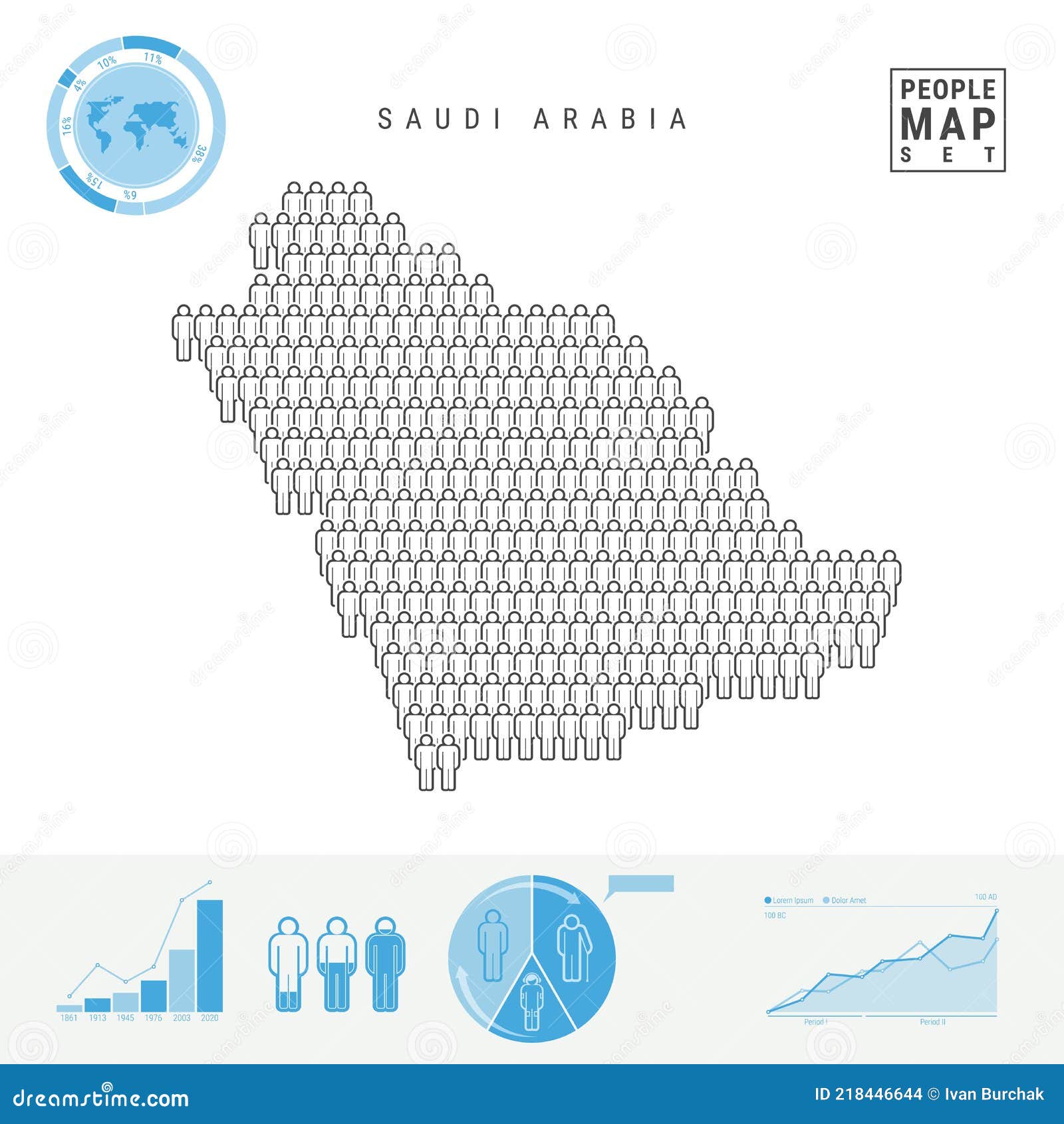 Saudi Arabia People Icon Map. Stylized Vector Silhouette of Saudi ...