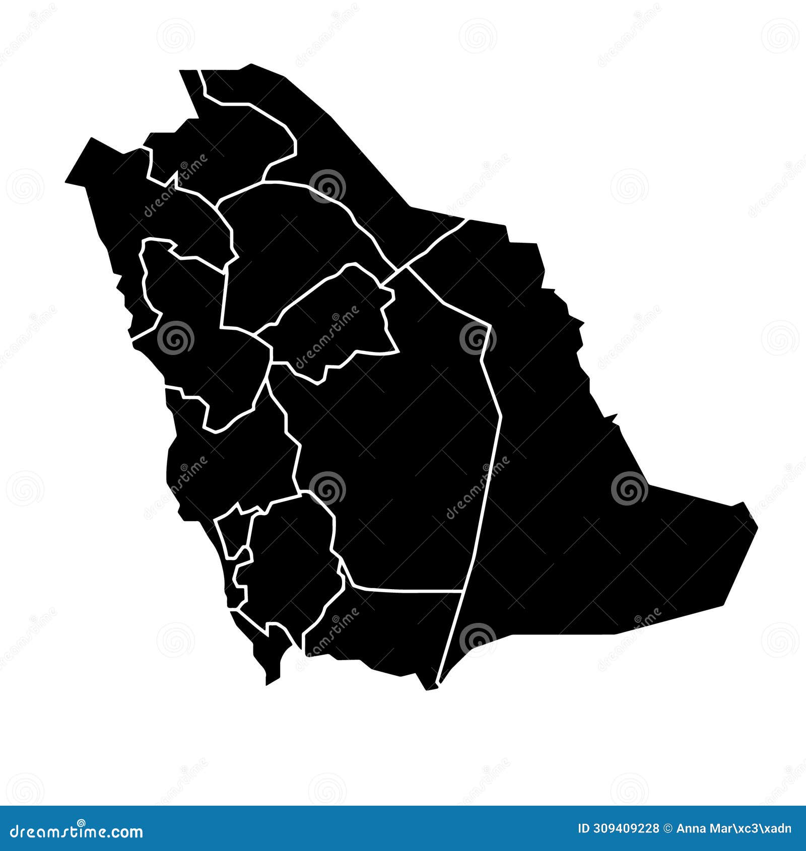 Saudi Arabia Political Map. Low Detailed Stock Illustration ...