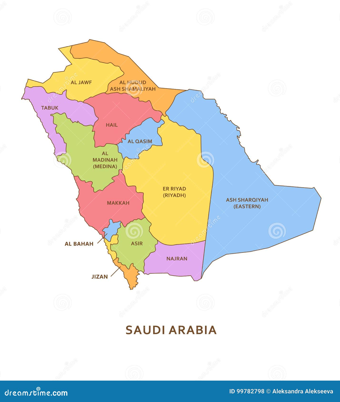 Saudi Arabia Regions, Vector Geography Background Stock Vector ...