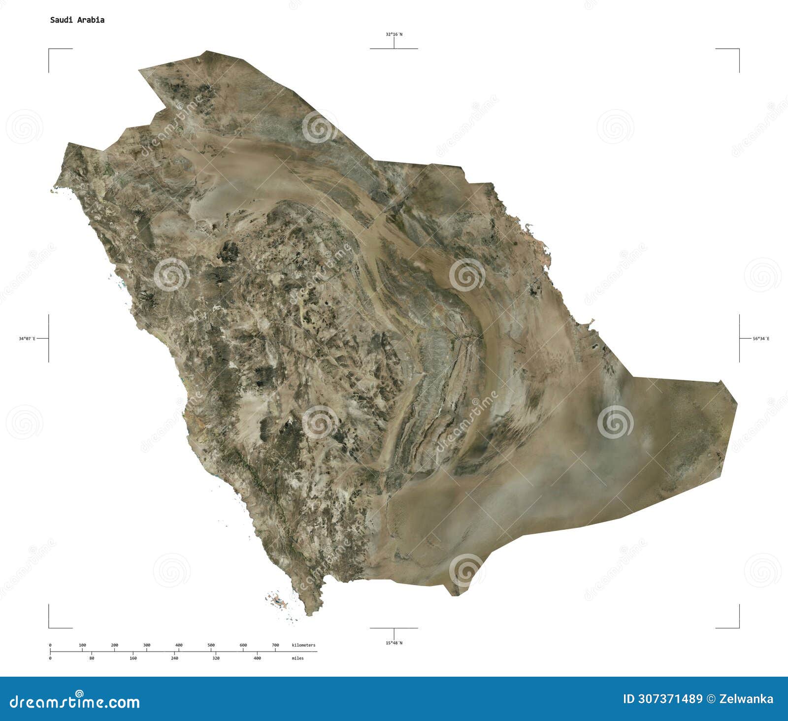 Saudi Arabia Shape on White. High-res Satellite Stock Illustration ...