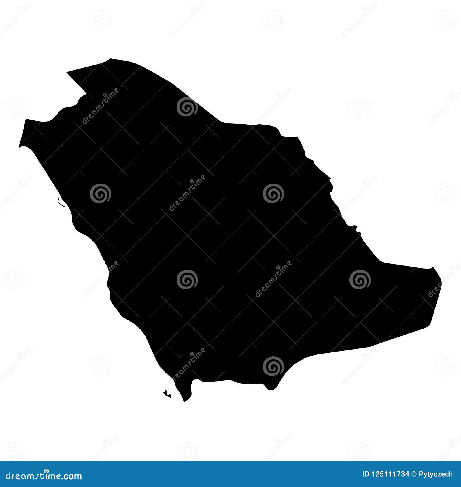 Saudi Arabia - Solid Black Silhouette Map of Country Area. Simple Flat ...