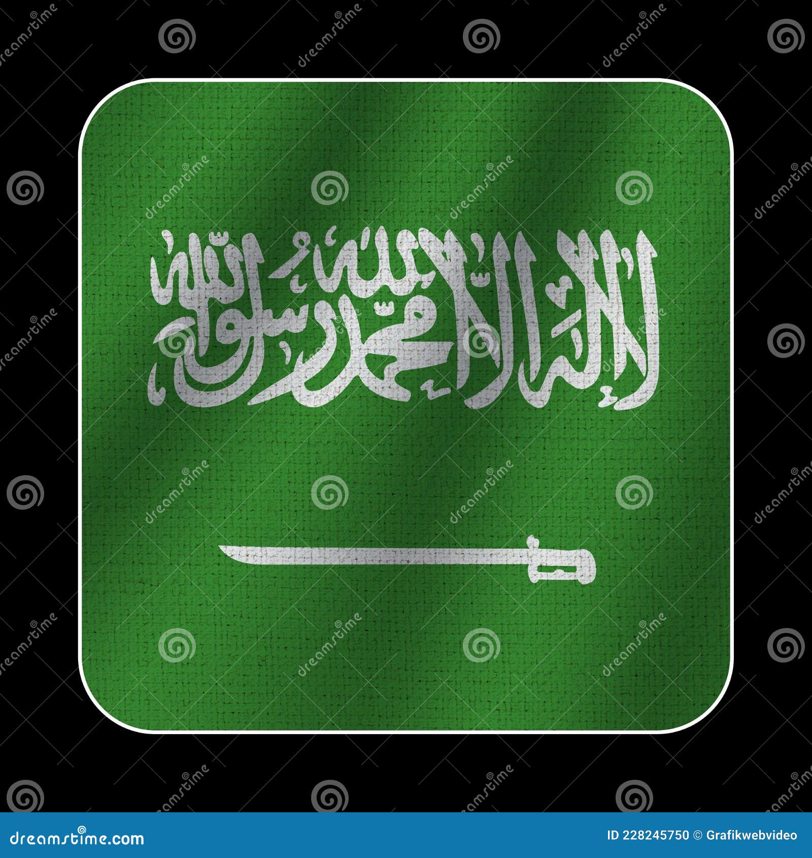 Saudi Arabia Square Flag, Fabric Pattern Texture, Black Background, 3D ...