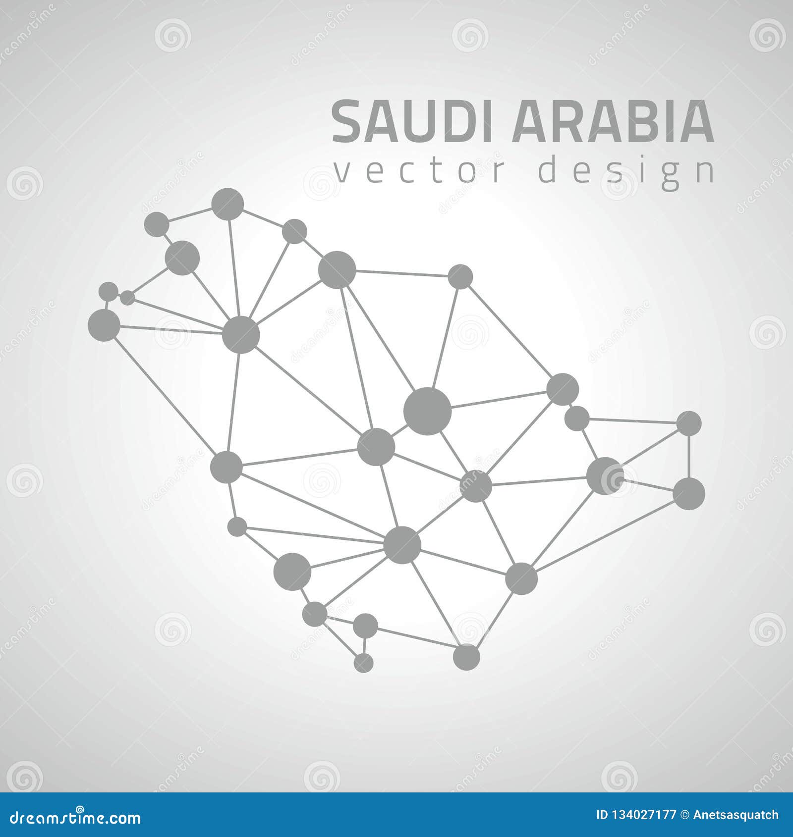 Saudi Arabia Vector Dot Grey Outline Triangle Perspective Modern Map ...