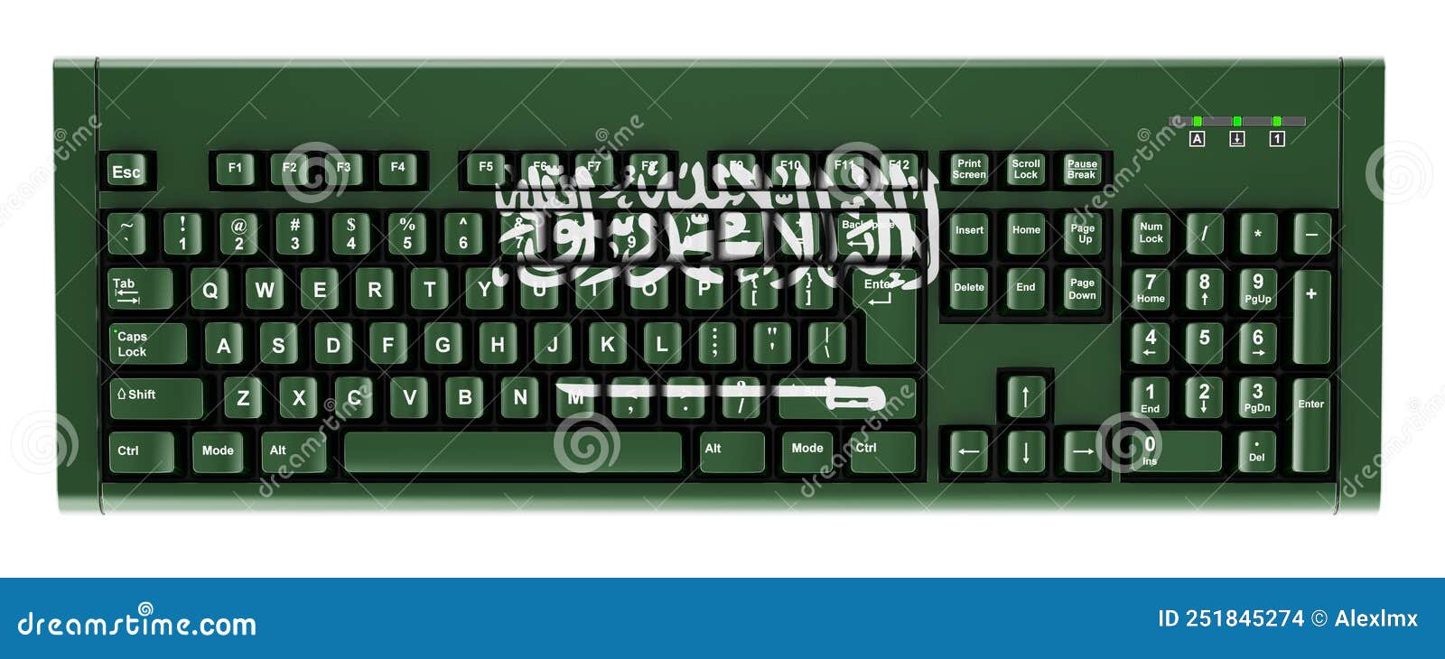 Saudi Arabian Flag Painted on Computer Keyboard. 3D Rendering Stock ...