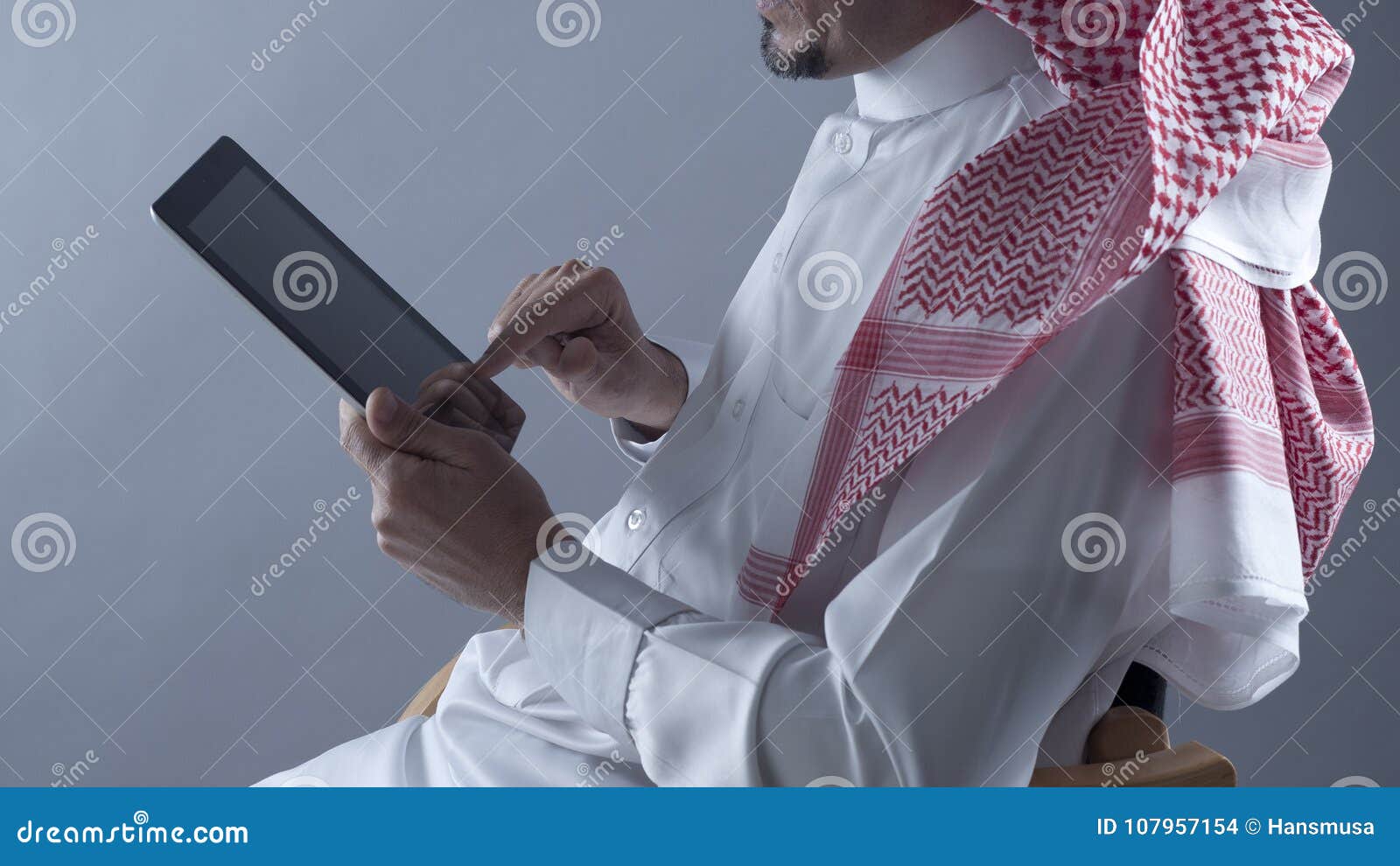 Saudi Arabian Man Hands Holding Tablet Stock Photo - Image of customer ...