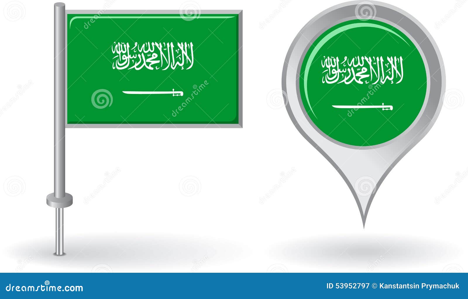 Saudi Arabian Pin Icon and Map Pointer Flag Stock Vector - Illustration ...