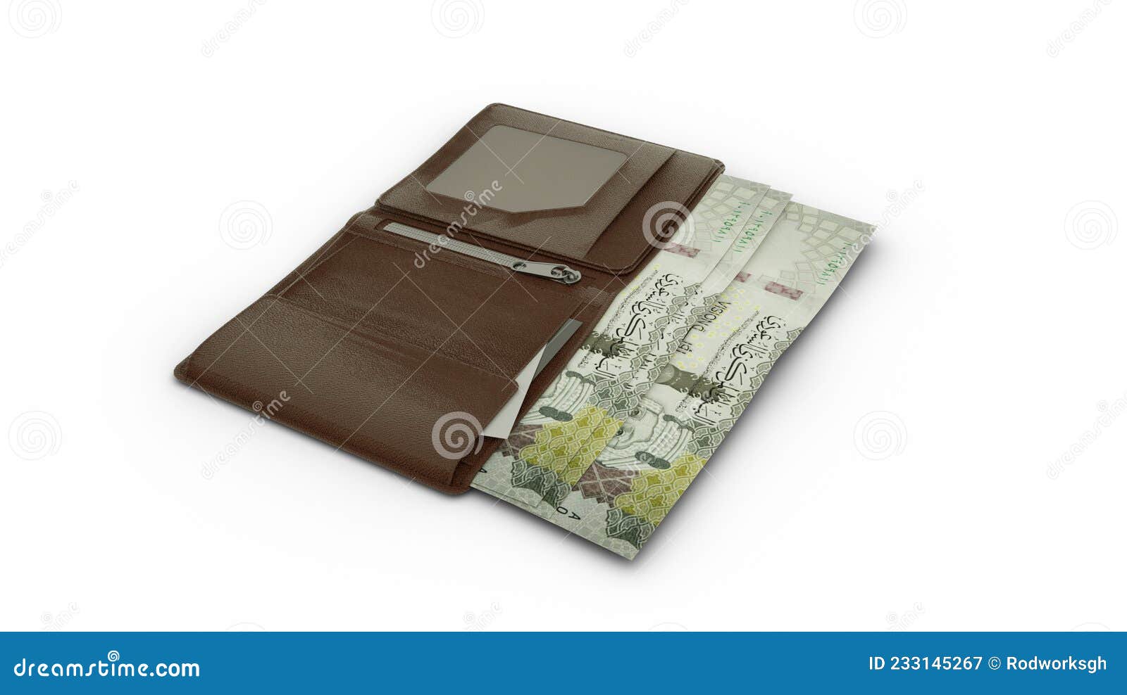 Saudi Arabian Riyal Notes in Wallet Stock Illustration - Illustration ...