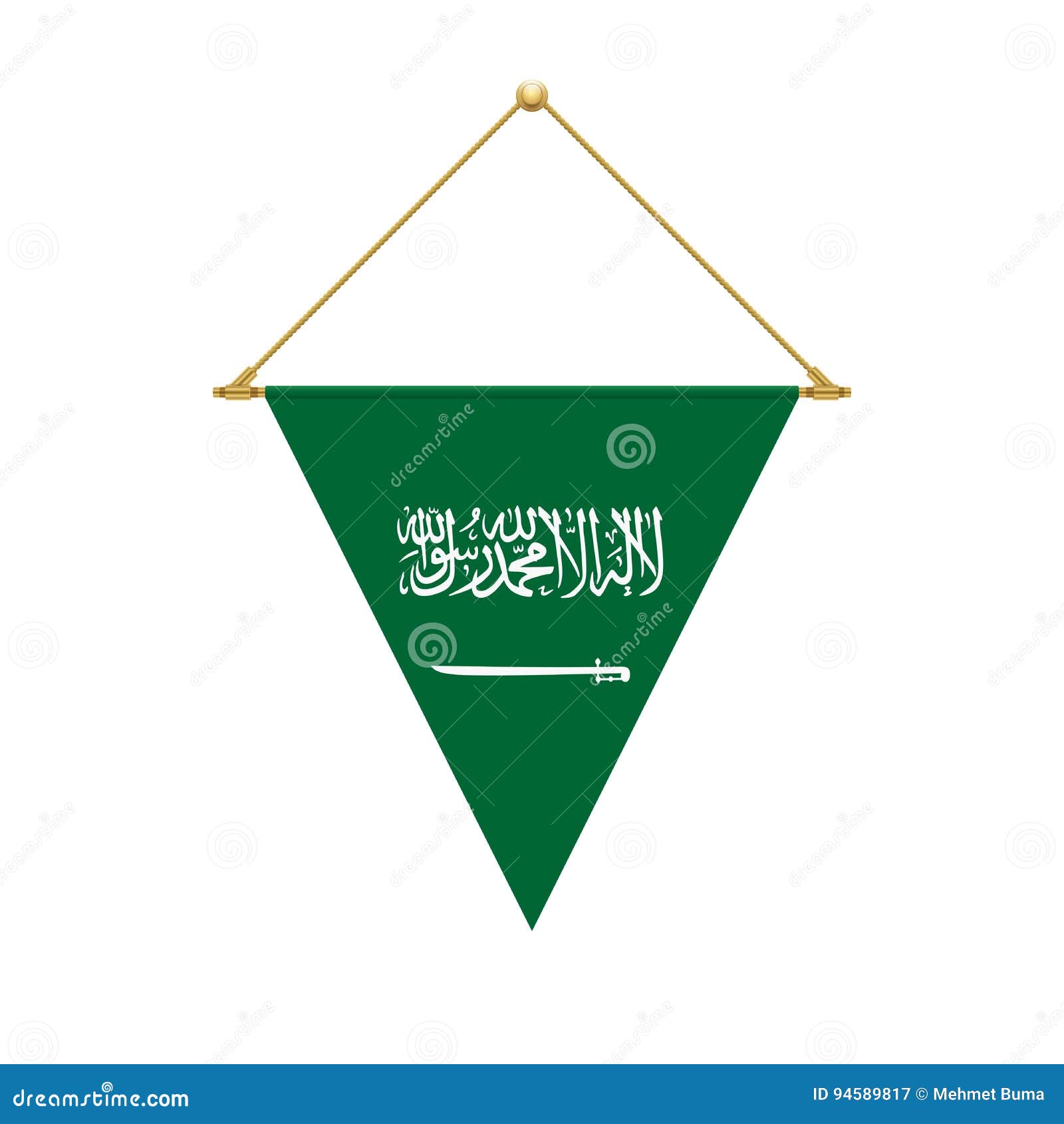 Saudi Arabian Triangle Flag Hanging, Vector Illustration Stock Vector ...