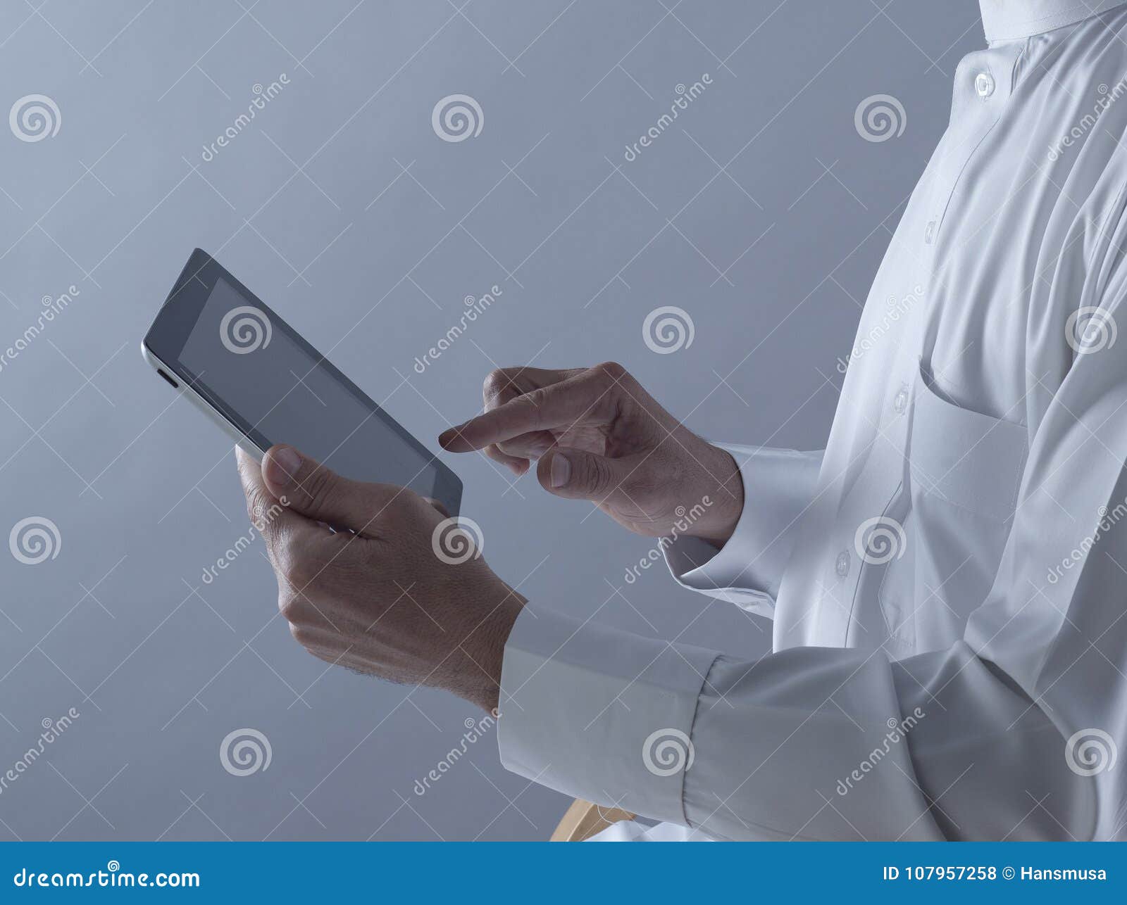 Saudi Arabian Man Hands Holding Tablet Stock Photo - Image of mobile ...