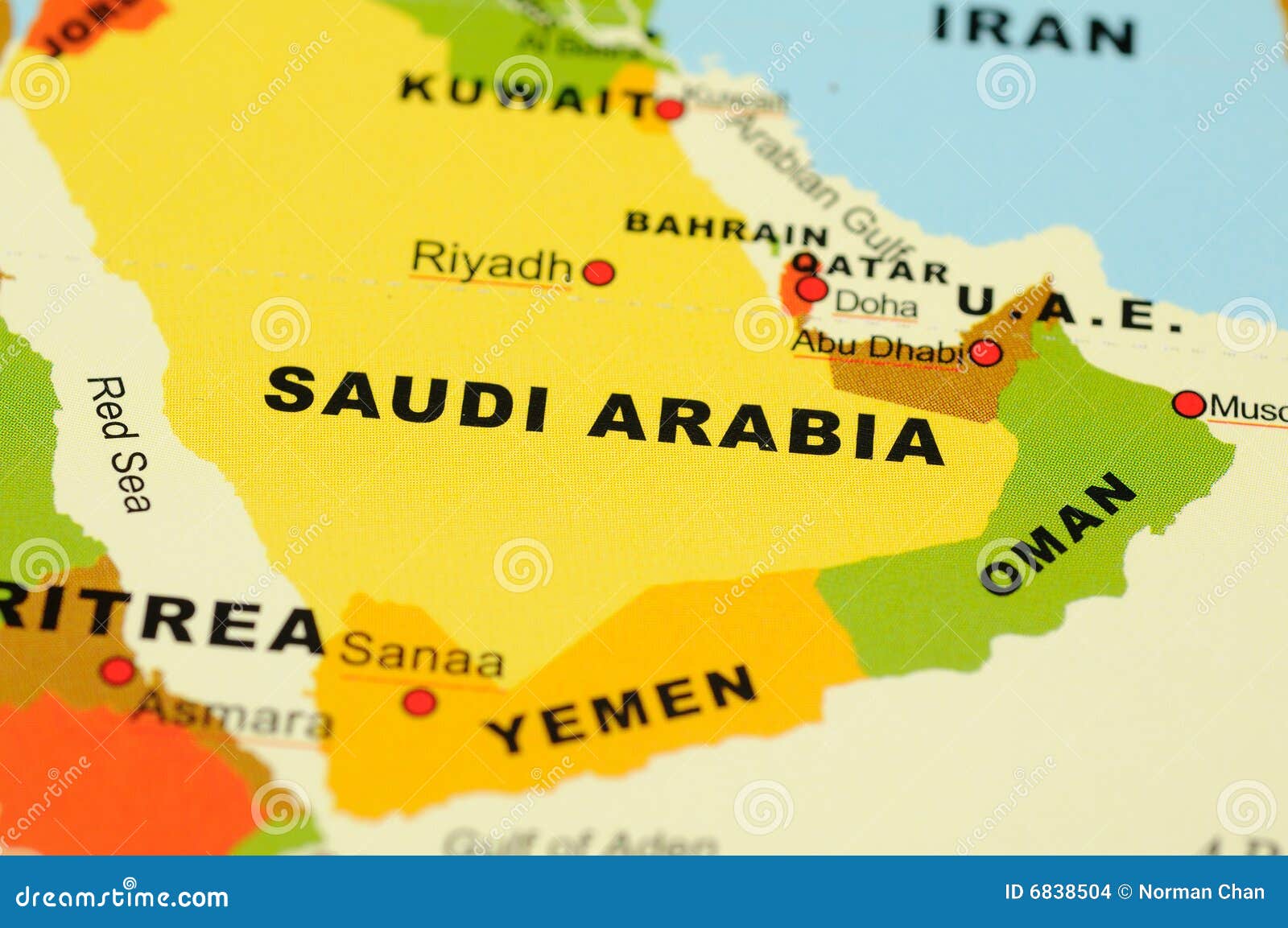 Saudi-Arabien auf Karte stockfoto. Bild von nahaufnahme - 6838504