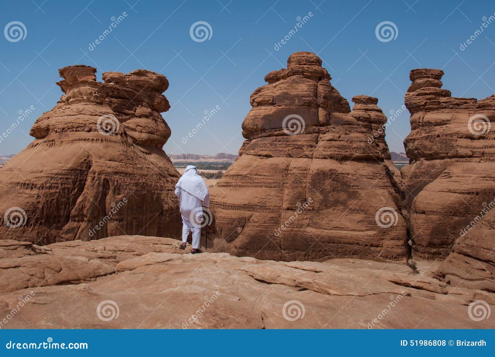 Saudian Walking on Top of Rock Formations, Saudi Arabia Stock Photo ...