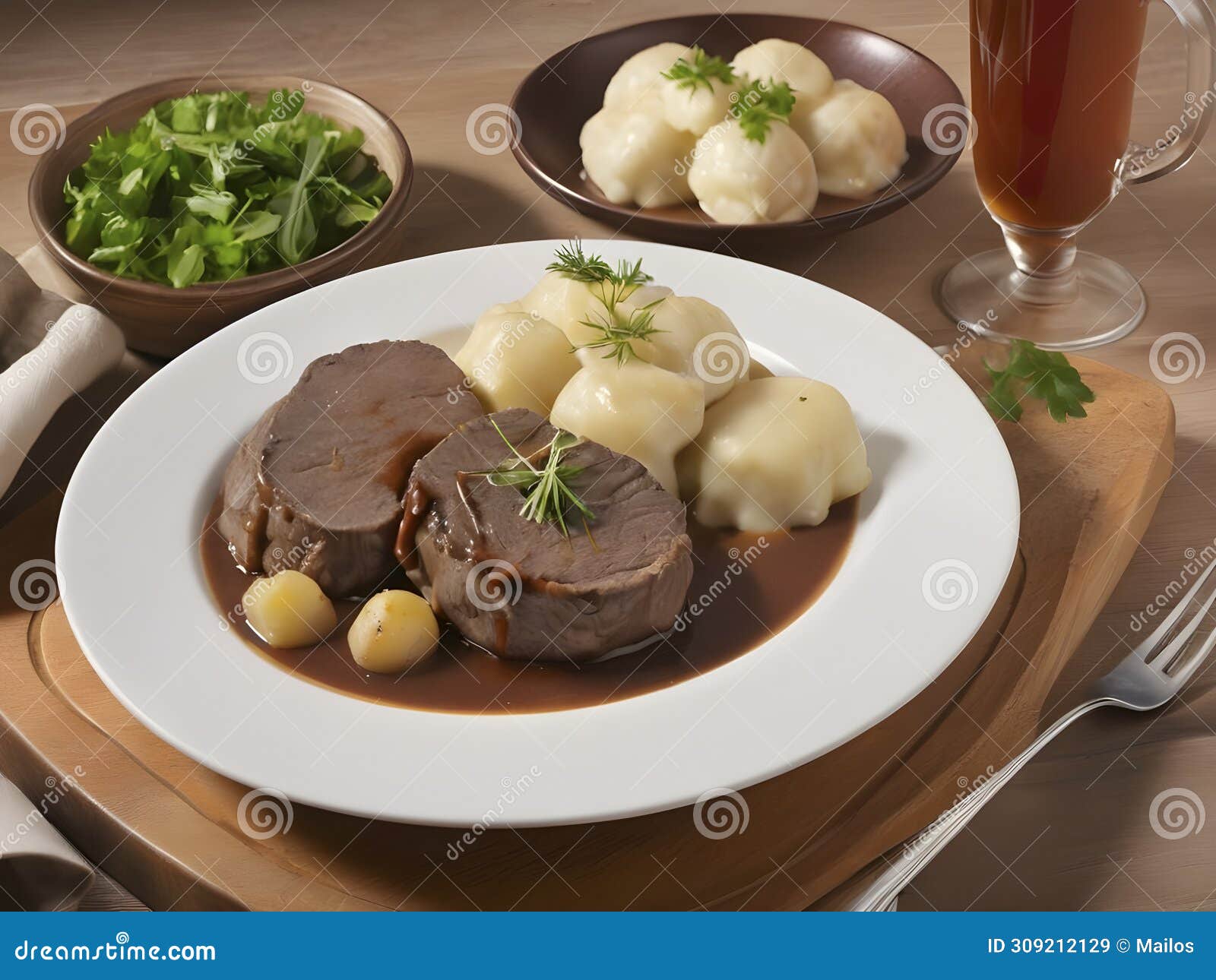 Sauerbraten (German National Dish, Marinated Braised Beef), Rotkohl ...