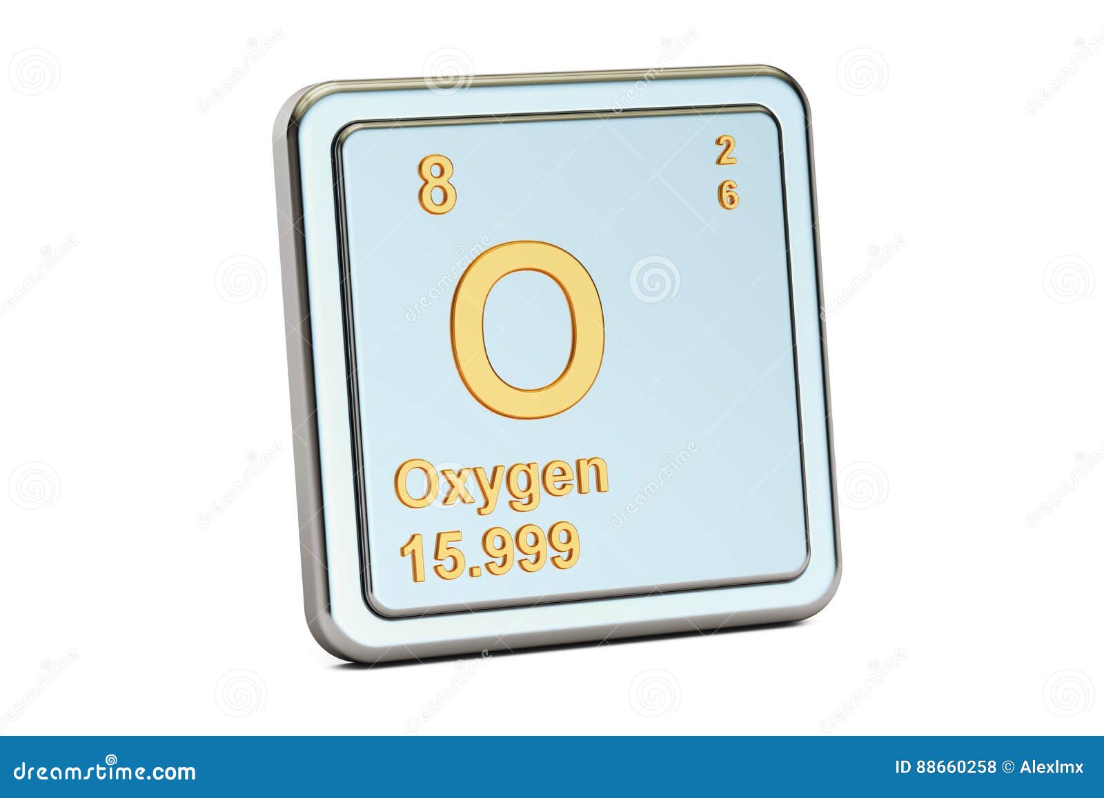 Sauerstoff, Zeichen Chemischen Elements O Wiedergabe 3d Stock Abbildung ...