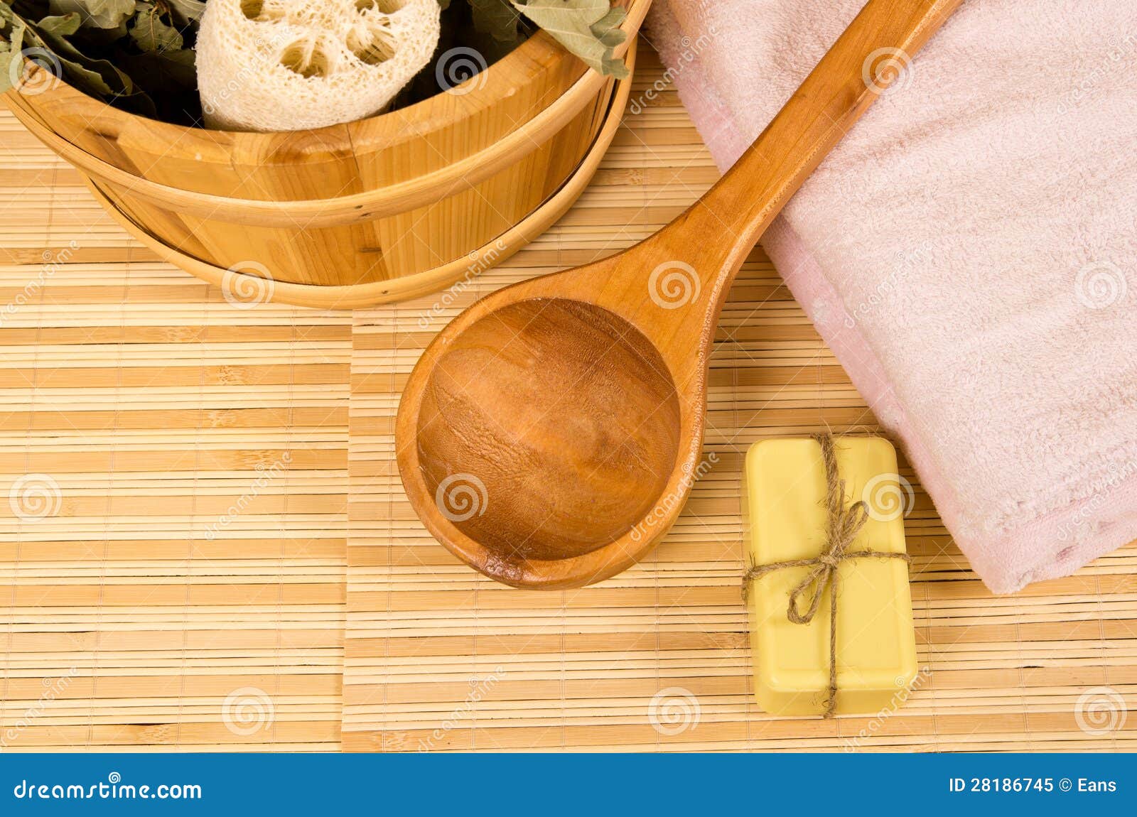 Sauna Bucket, Spoon and Towel Stock Image - Image of bathroom, bucket ...