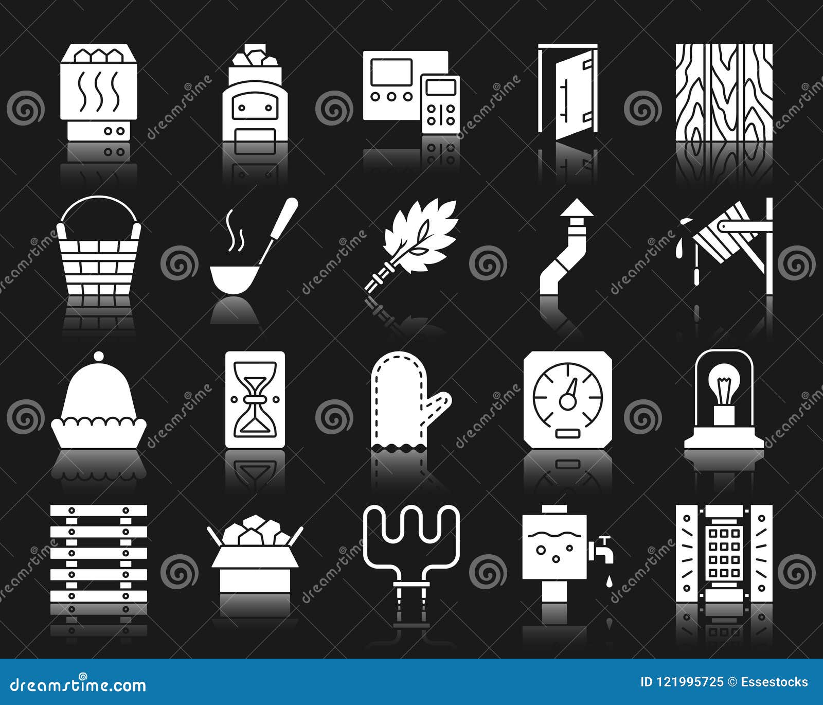Sauna Equipment White Silhouette Icons Vector Set Stock Vector ... Sauna Equipment White Silhouette Icons Vector Set Stock Vector ...