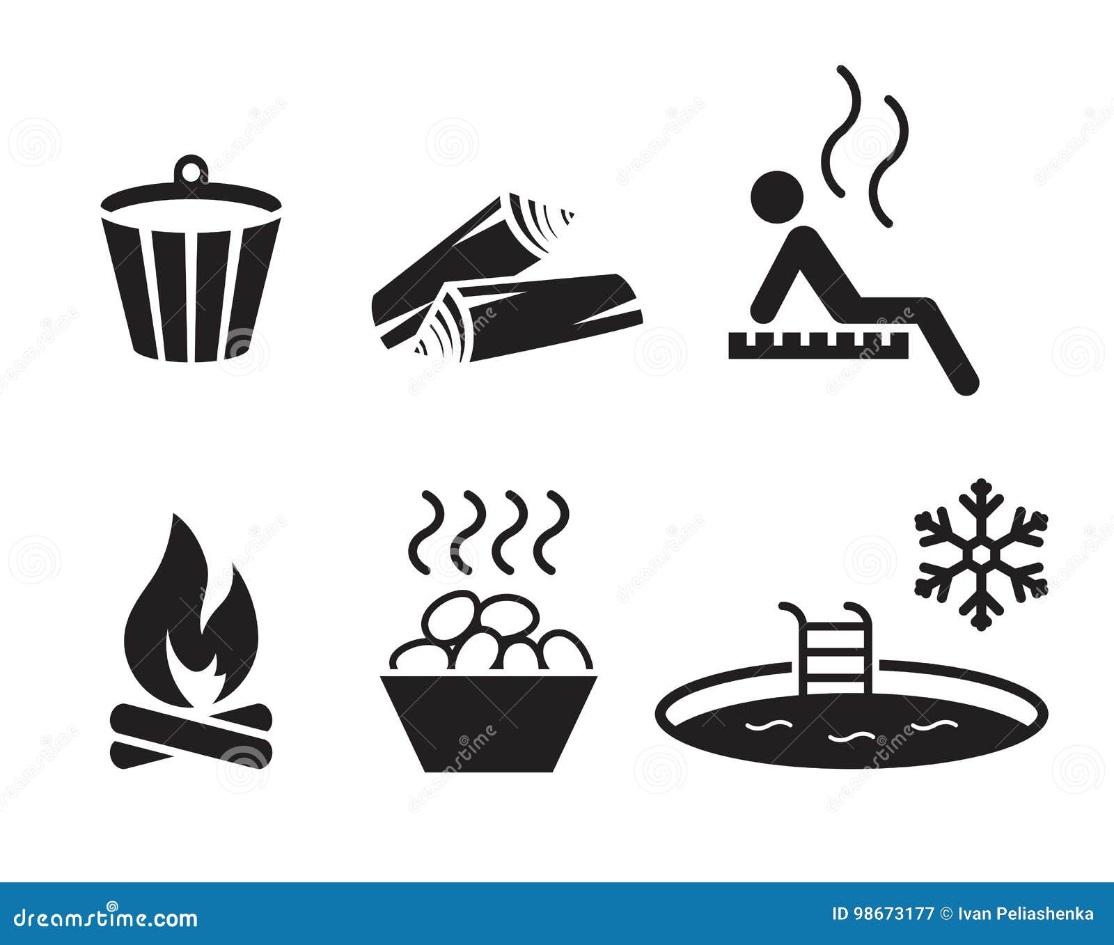 Sauna icons set stock illustration. Illustration of leisure - 98673177