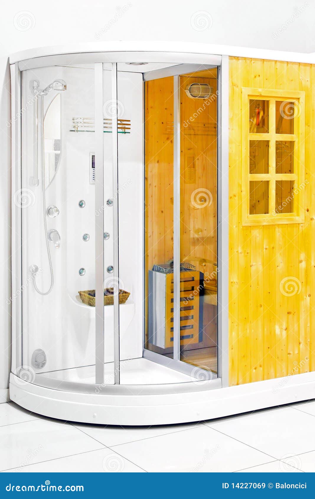 Sauna with shower stock image. Image of small, finnish - 14227069