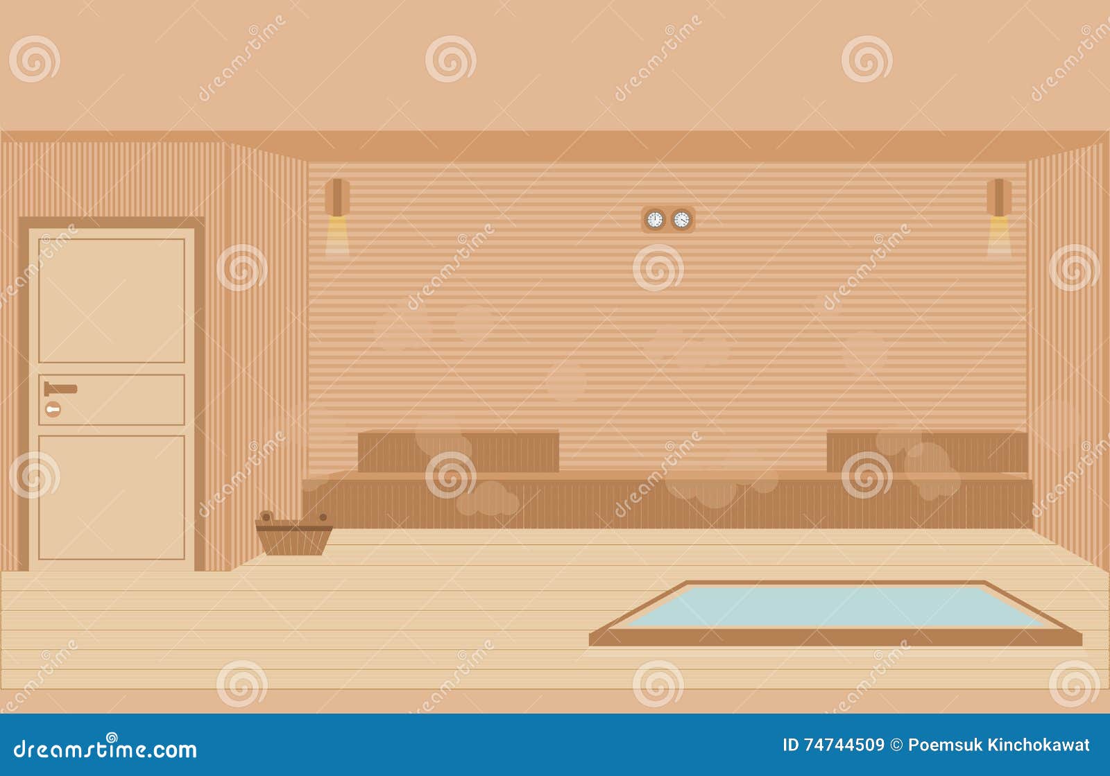 Sauna steam room. stock vector. Illustration of sauna - 74744509