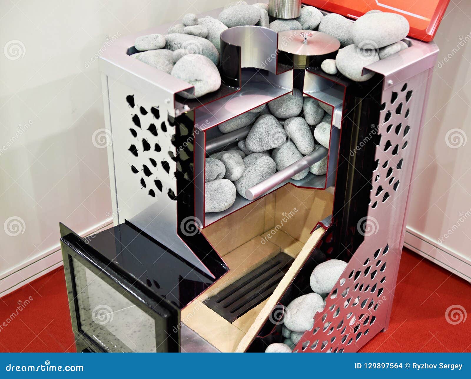 Sauna Stove Cross Section at Exhibition Editorial Stock Image - Image ...