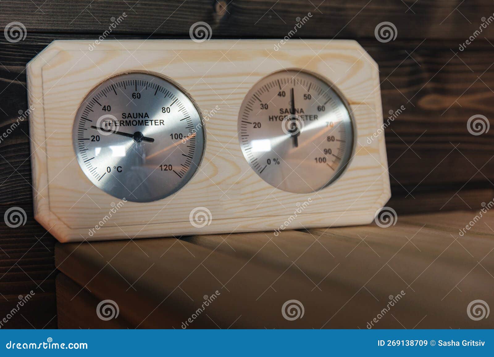 Sauna Thermometer and Hygrometer on the Wooden Bench Stock Image ...