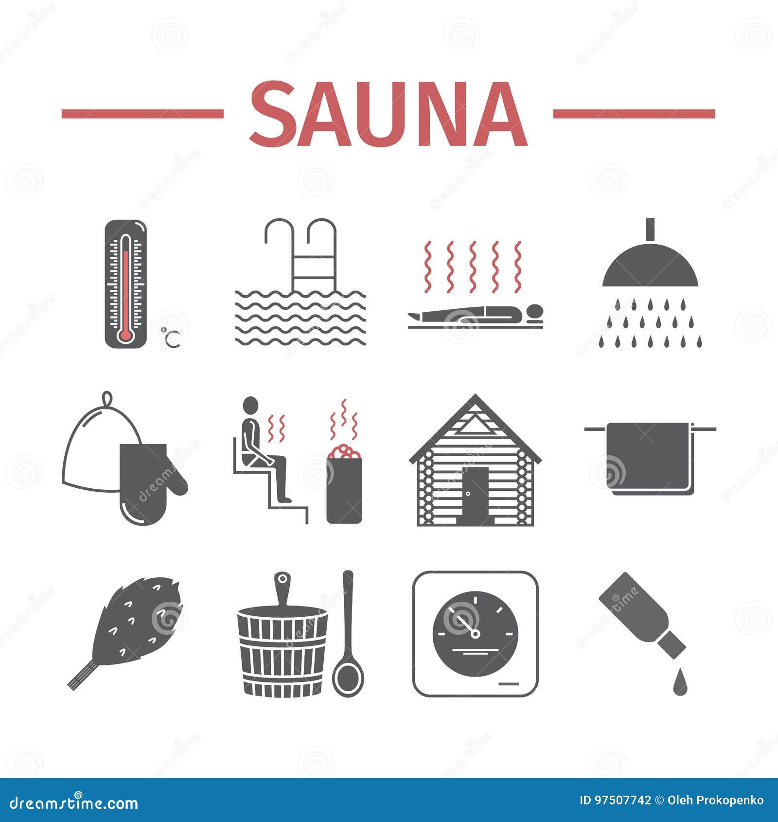 Saunapictogrammen Vectortekens Vector Illustratie - Illustration of ...