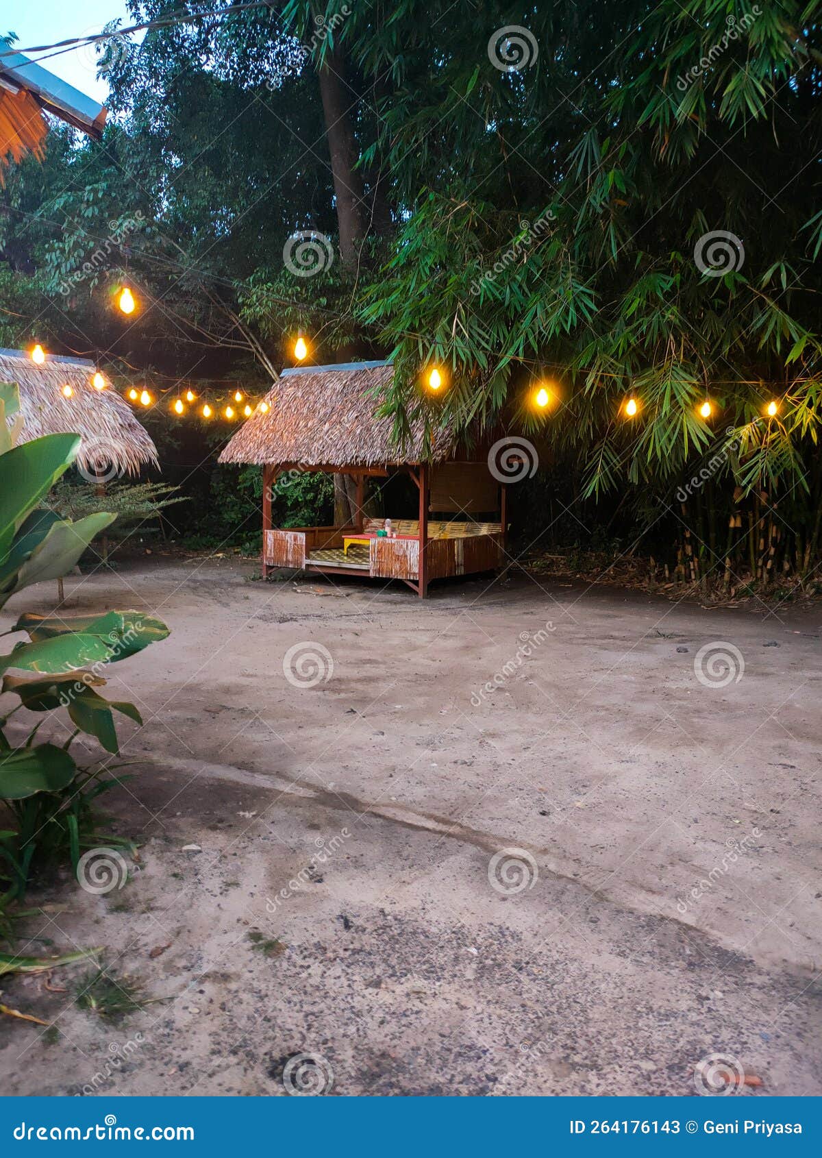 Saung stock image. Image of forest, dawm, shelter, night - 264176143