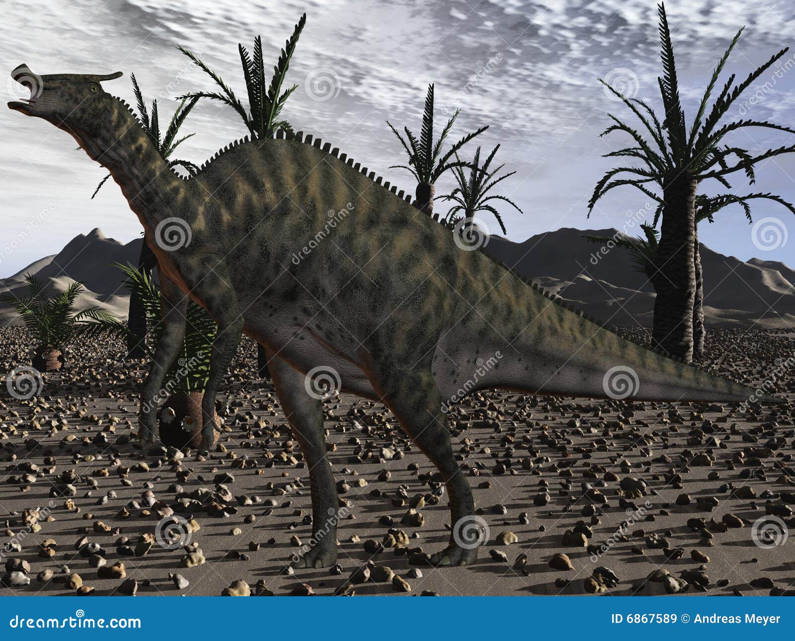 Saurolophus Angustirostris-3D Dinosaur Stock Illustration ...