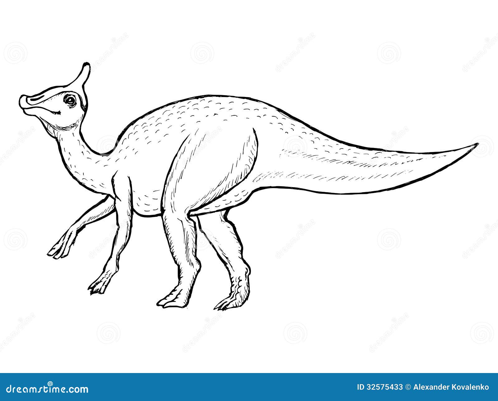 Saurolophus stock vector. Illustration of ancient, sketch - 32575433