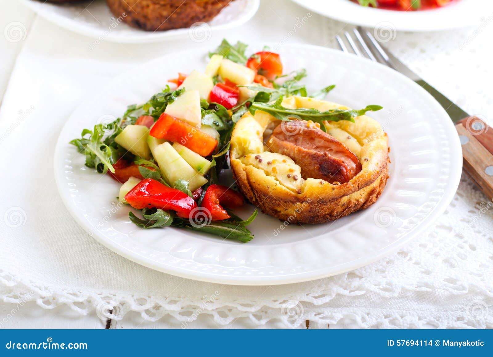 Sausage and Apple Toad in the Hole Stock Photo - Image of meal, healthy ...