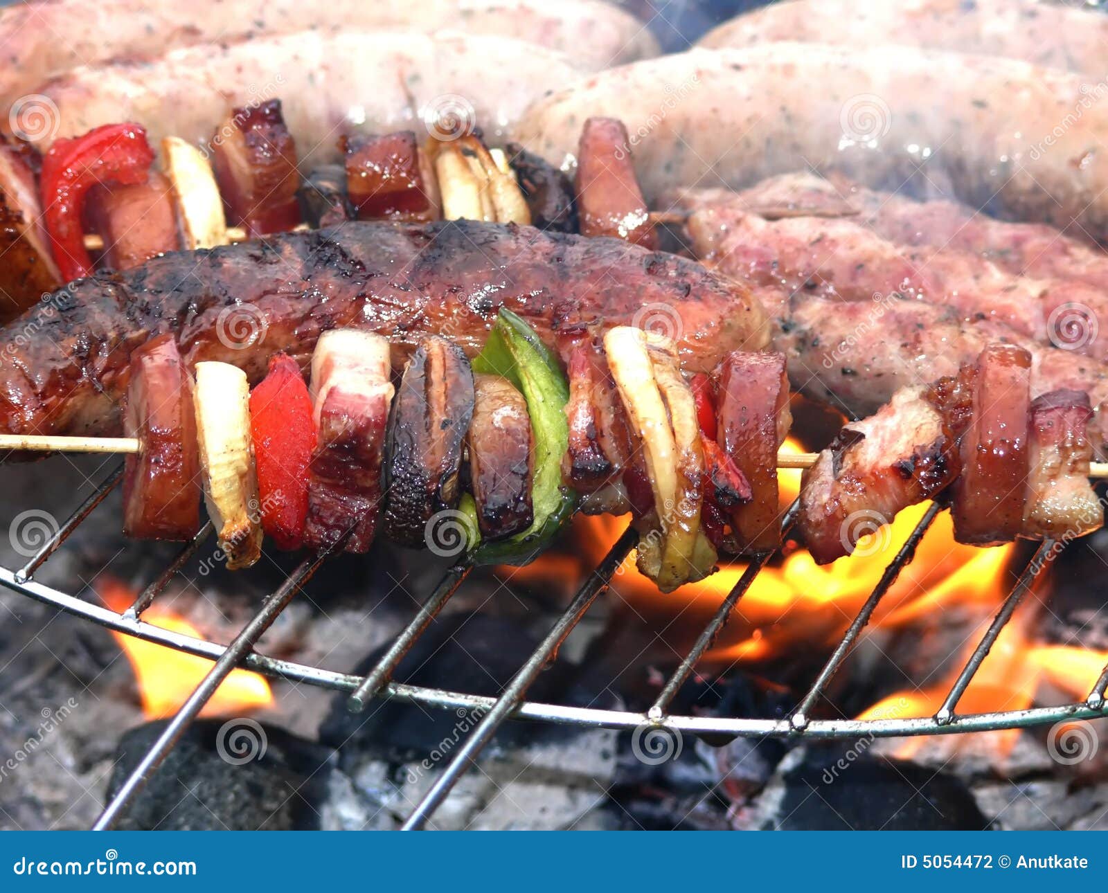 Sausage and barbecue stock photo. Image of food, flame - 5054472