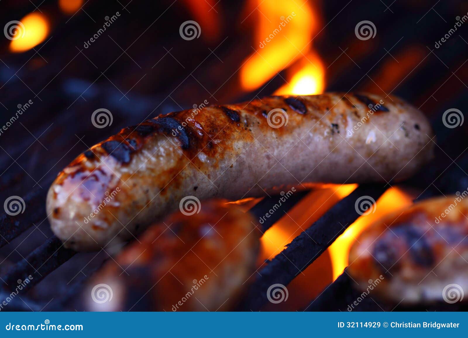 Sausage on barbecue a stock image. Image of outdoor, pork - 32114929
