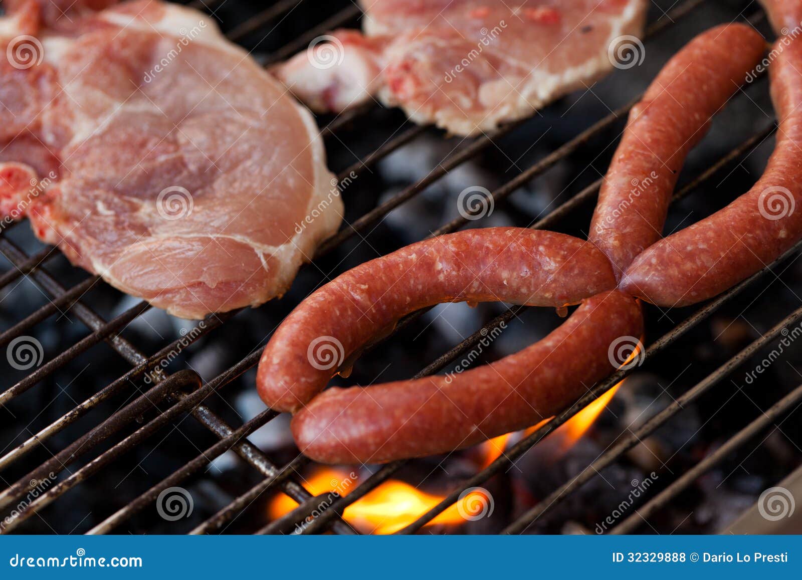 Sausage on barbecue stock photo. Image of dinner, grilling - 32329888